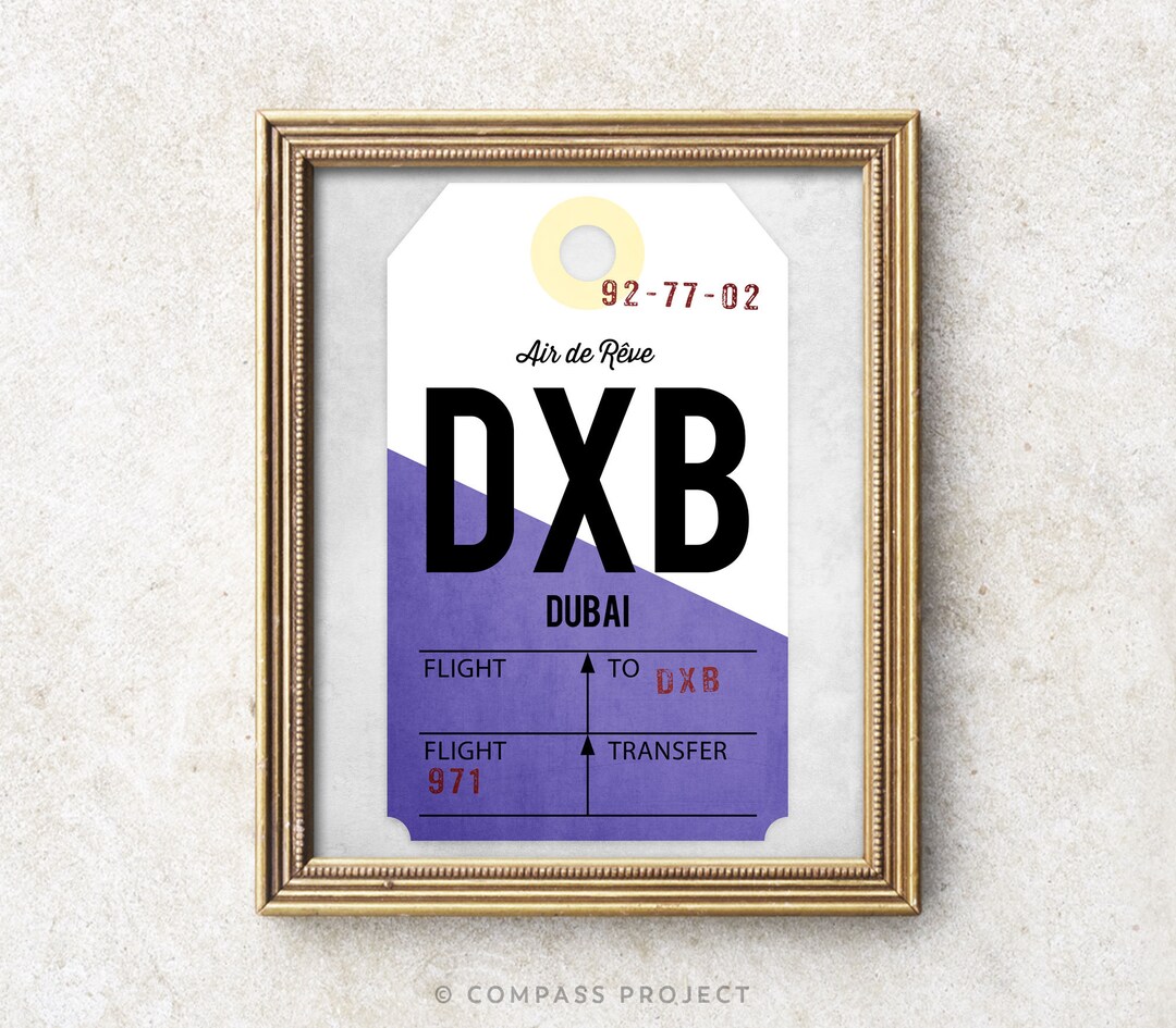 Dubai DXB Poster, Printable Dubai Art Print, Digital DXB Airport Code ...
