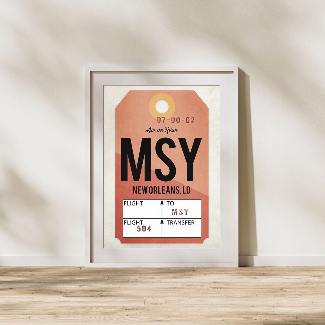 New Orleans Print, New Orleans Print, MSY Airport Code Art, Digital ...