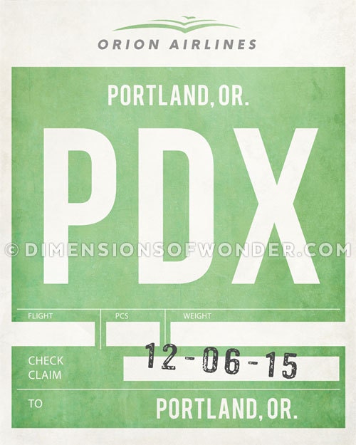 Portland Airport Code Print, Portland Art, Portland Oregon Print ...
