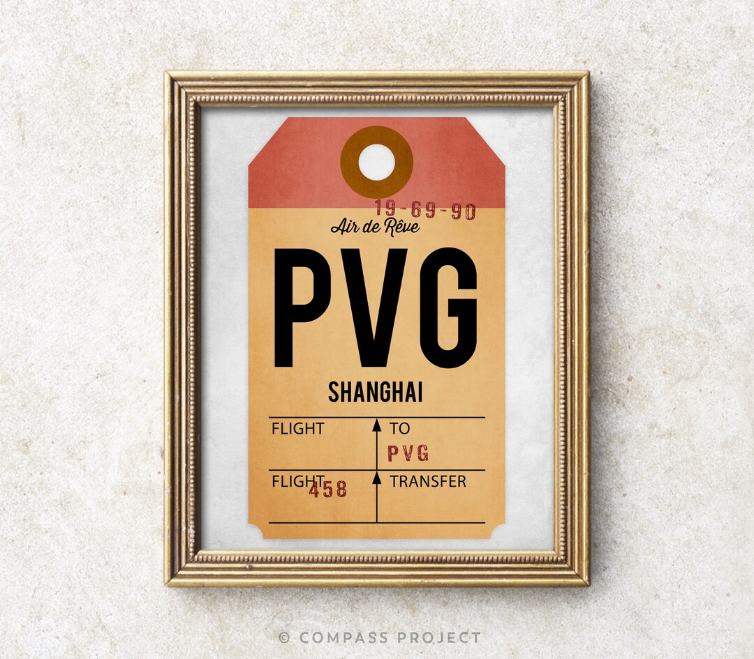 Shanghai PVG Poster, Printable Shanghai Art, Digital PVG Airport Code ...