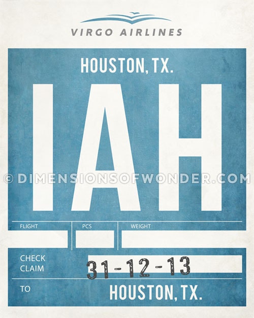 Houston Airport Code Print, Houston Art, Houston Print, Houston Poster ...