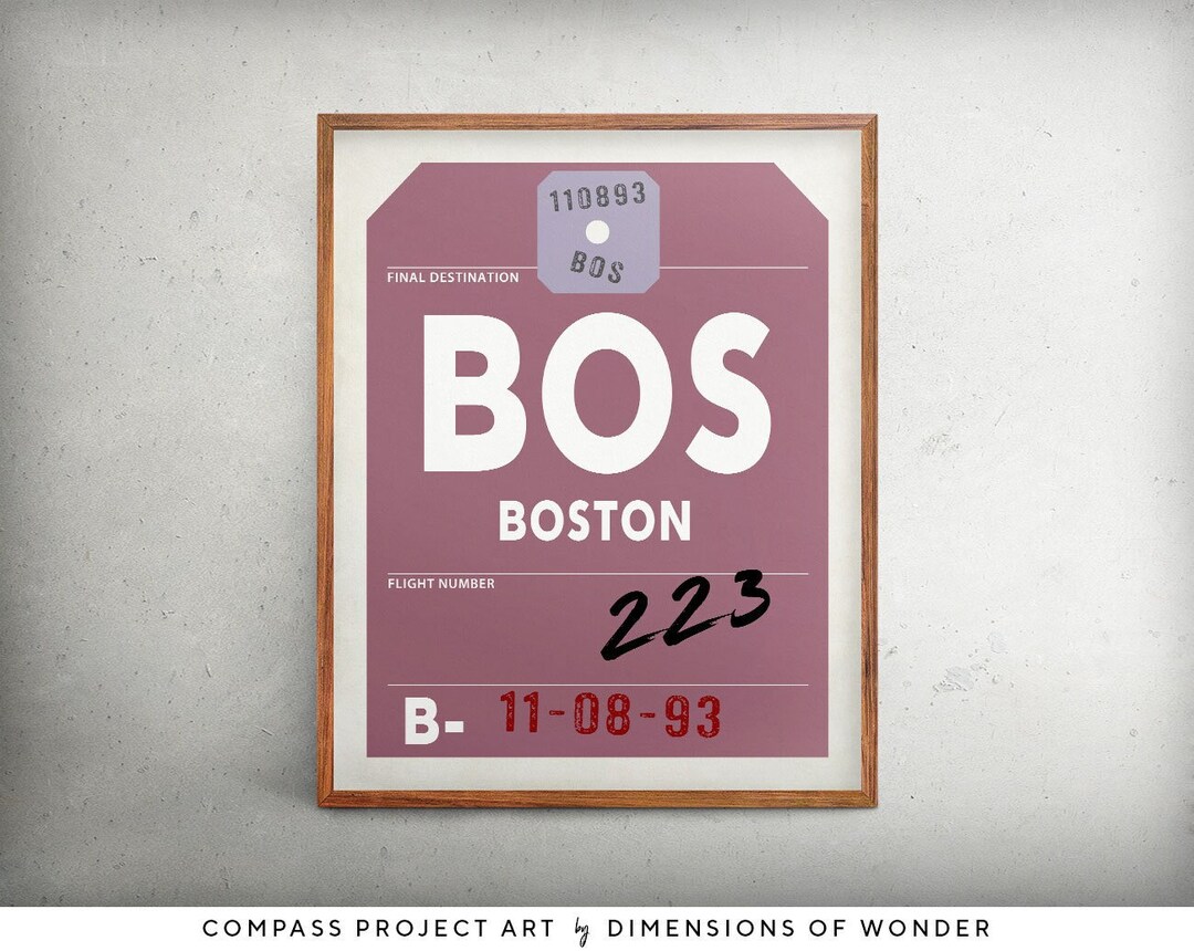 Boston Print, Airport Code Boston Print, Boston Logan Vintage Style ...