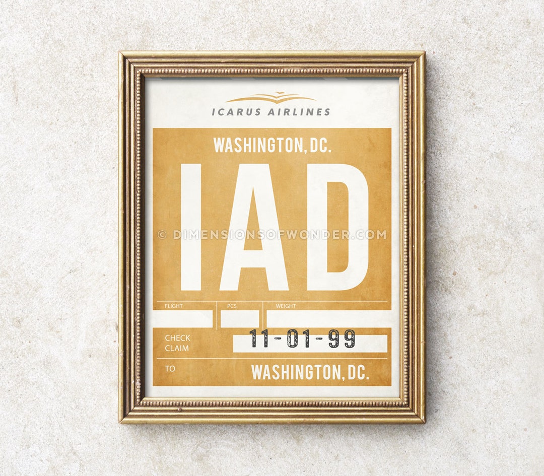 Washington DC Airport Code Print, Washington DC Art, Washington DC ...