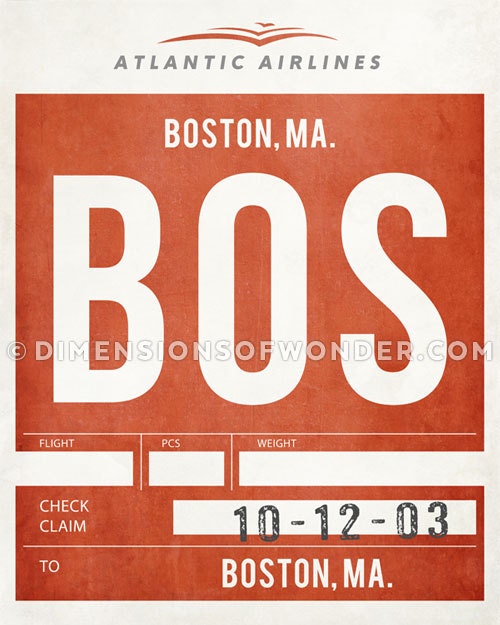 Boston Airport Code Print Boston Art Boston Print Custom - Etsy