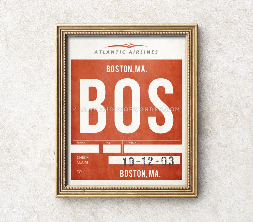 Boston Airport Code Print, Boston Art, Boston Print, Custom Travel Art ...
