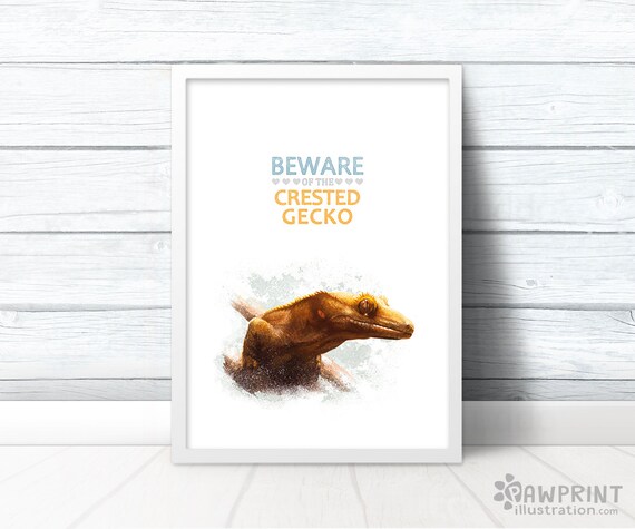 Crested Gecko sign Beware of the Crested Gecko | Etsy