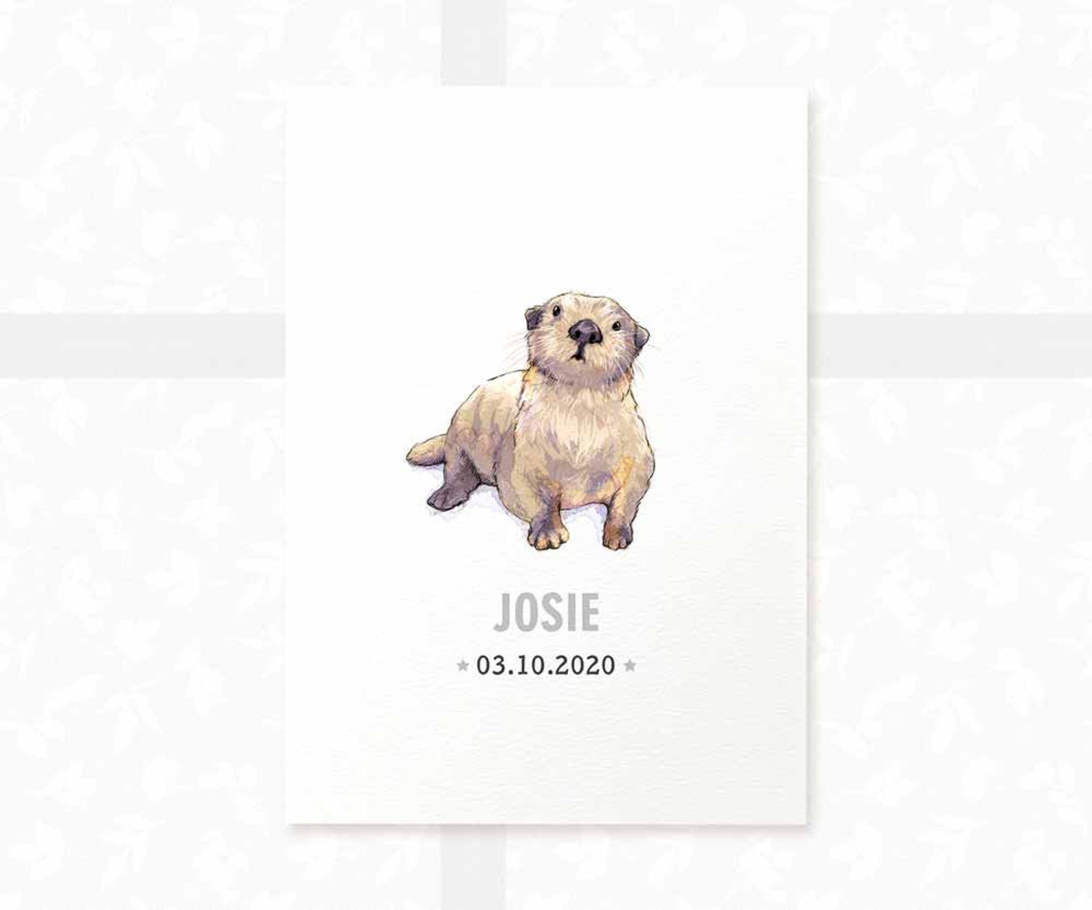 Otter Baby Name Print - Baby Shower Gift Birth Date Print, Otter ...