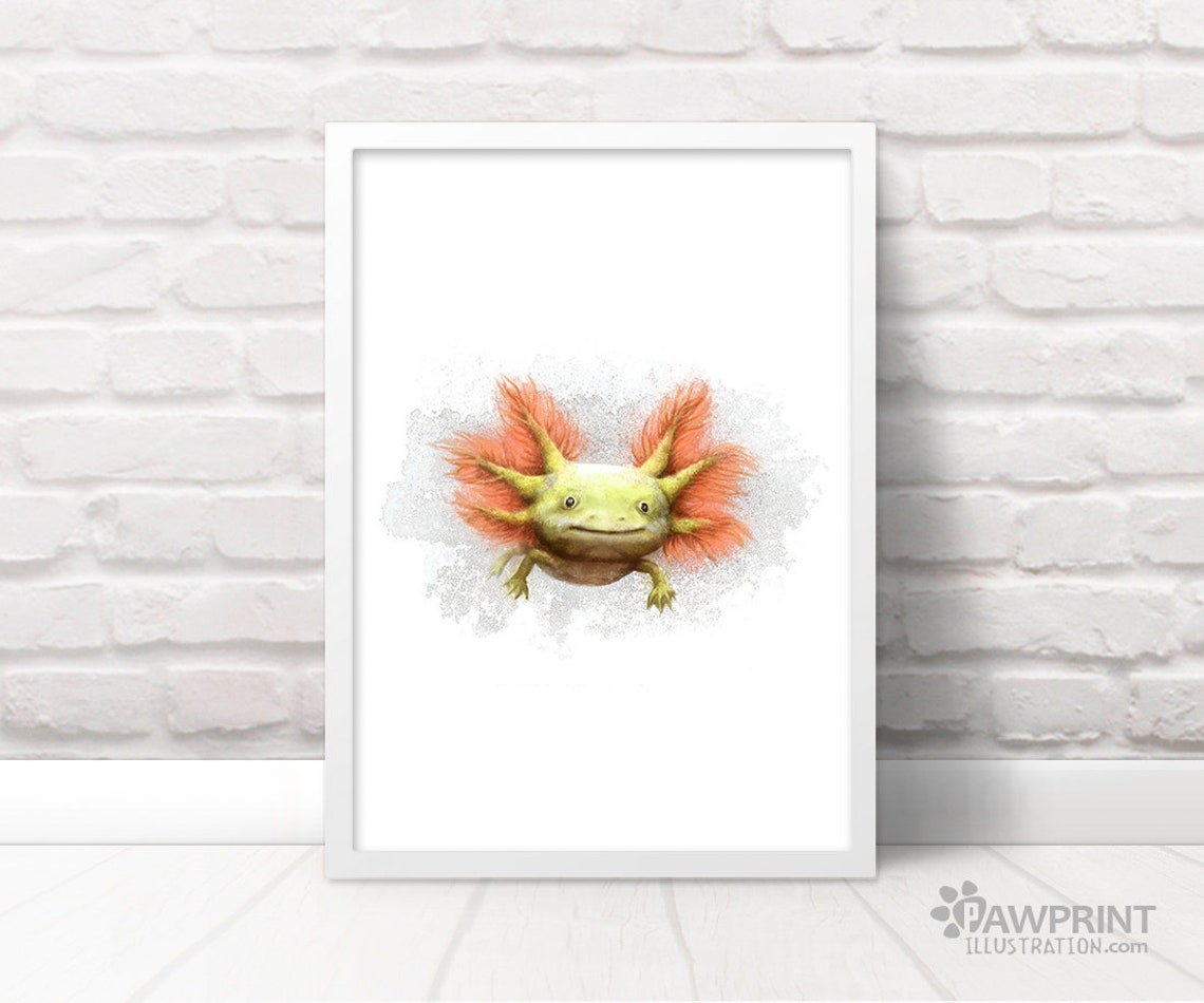 Cute axolotl nursery print axolotl poster axolotl painting | Etsy