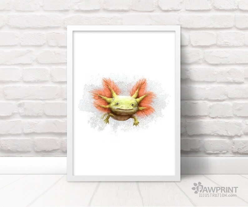 Cute axolotl nursery print axolotl poster axolotl painting | Etsy