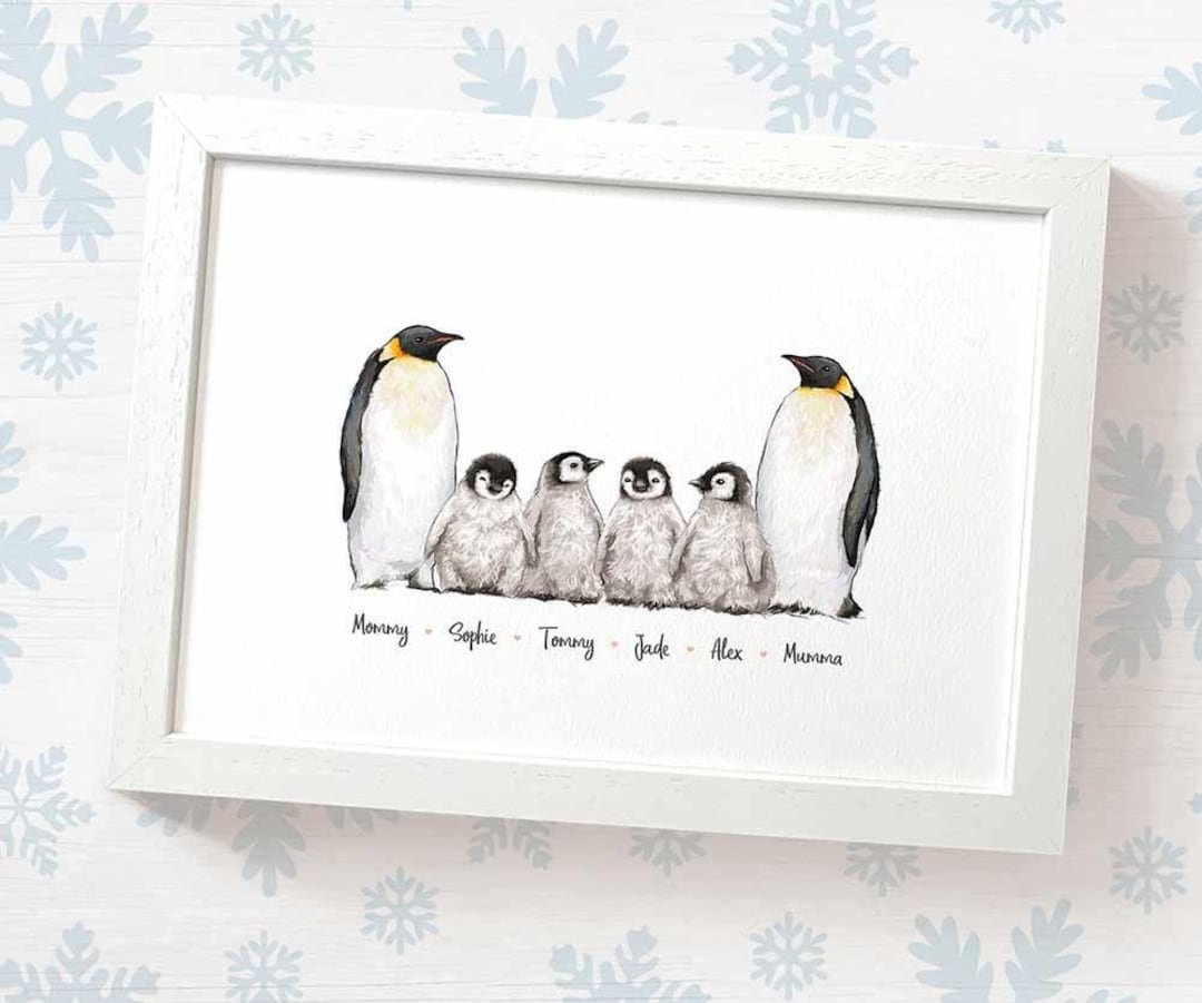 Penguin Family Portrait Print With Any Names, Mothers Day Gifts for Mum ...
