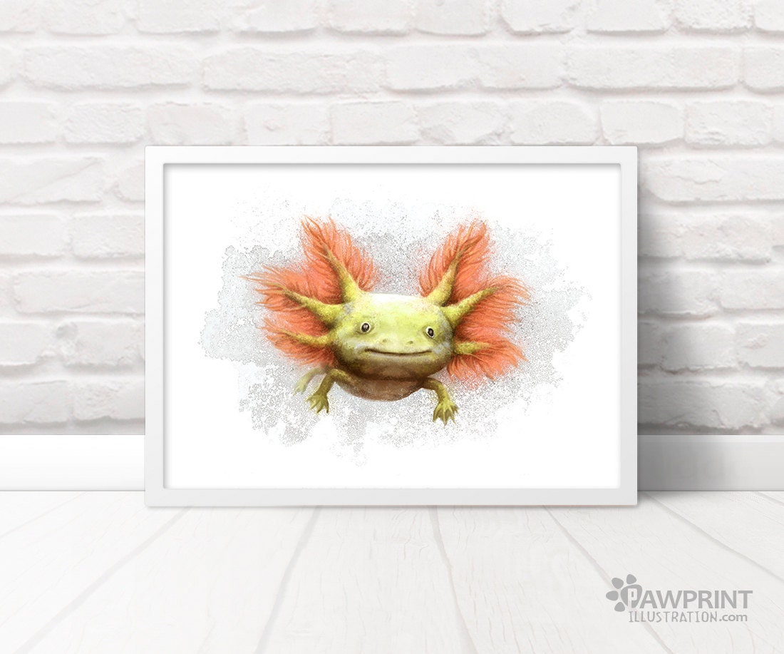 Cute axolotl nursery print axolotl poster axolotl painting | Etsy