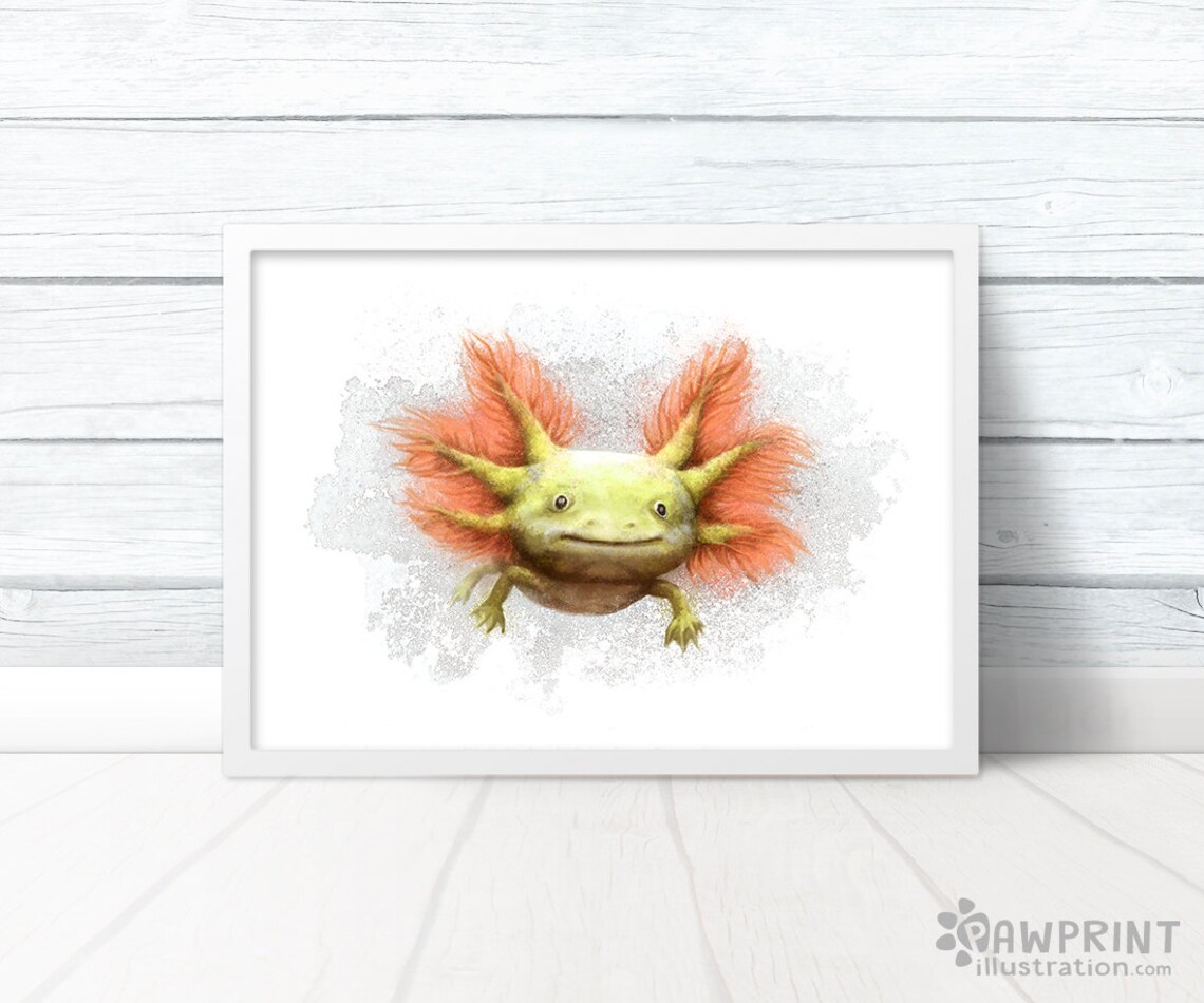Cute axolotl nursery print axolotl poster axolotl painting | Etsy