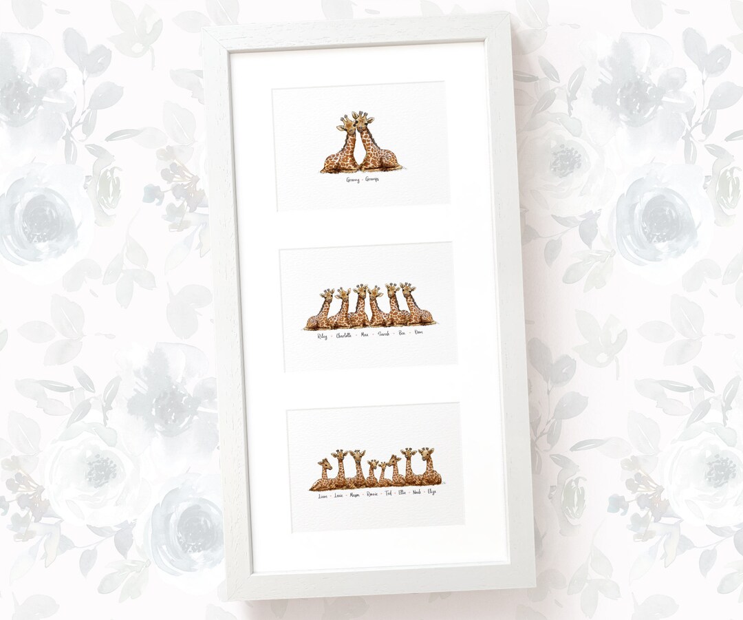 Giraffe Family Tree Set of 3 Prints Mothers Day Gift, 50th Anniversary ...