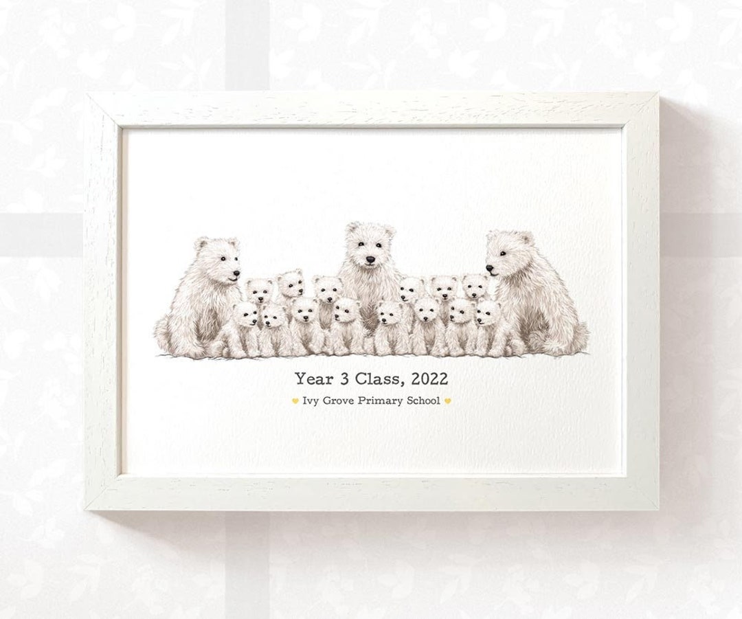 Personalized Polar Bear Teacher Print: End of Term Gift, Classroom ...