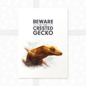 Crested Gecko Sign "beware of the Crested Gecko" Lizard Art Reptile ...