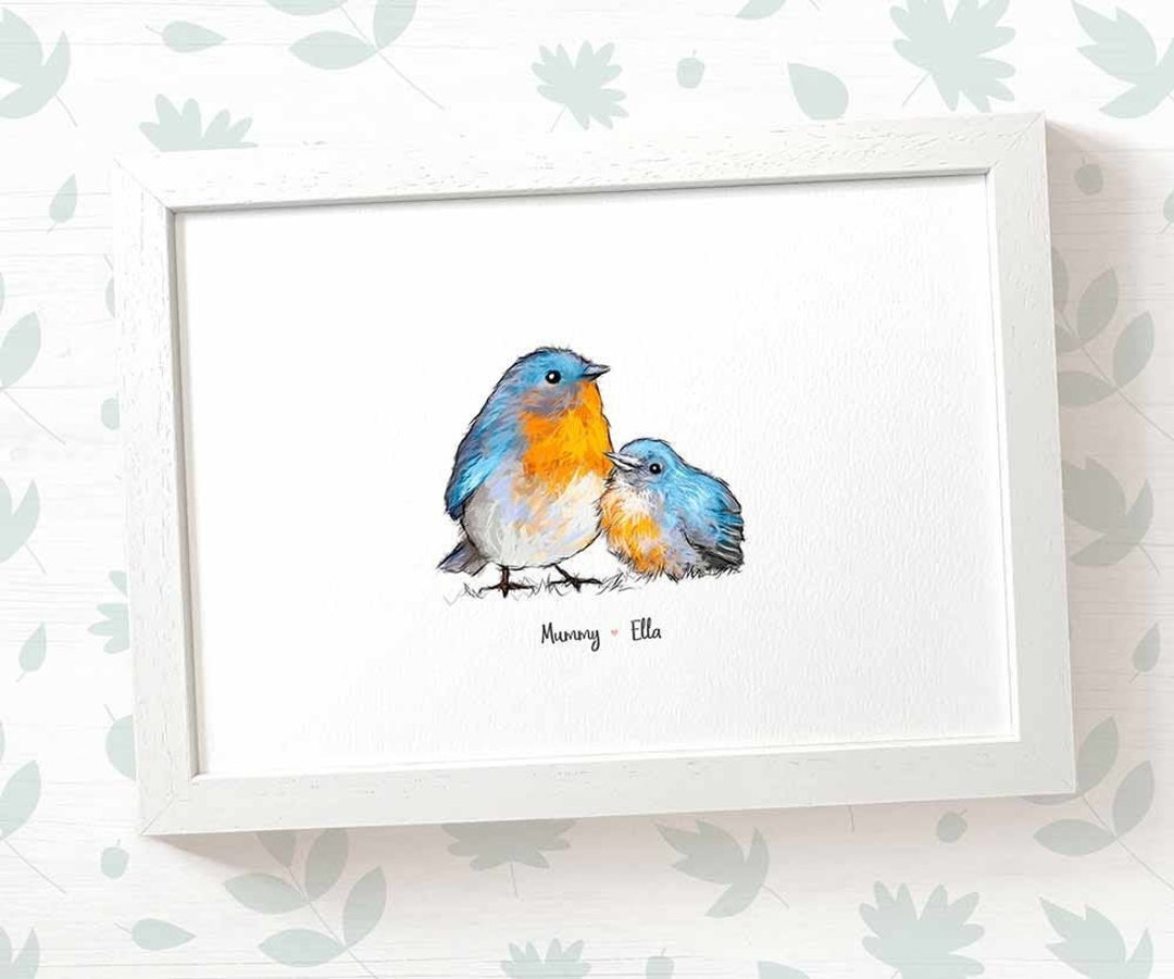 Bluebird Family Portrait Print With Any Names, Christmas Gifts for Mum ...