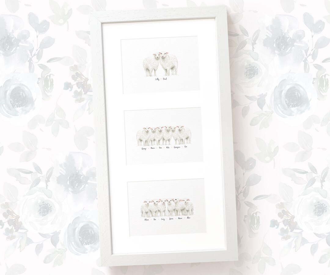 Sheep Family Tree Set of 3 Prints Mothers Day Gift, 50th Anniversary ...