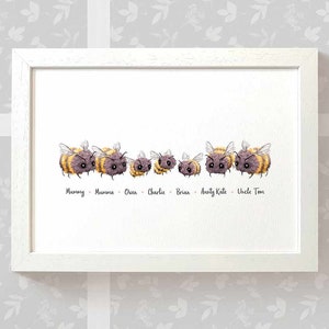 Bumblebee Family Portrait Print With Any Names, Christmas Gifts for Mum ...