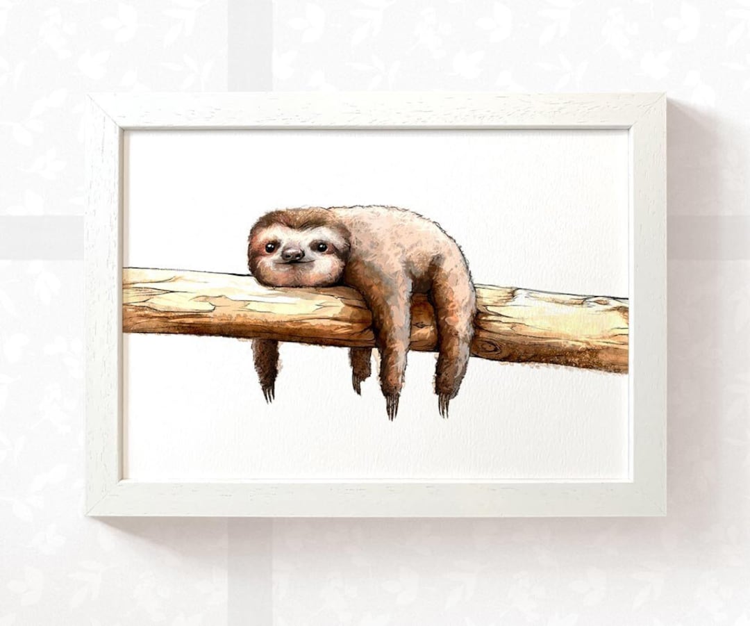 Sloth Print Nursery Wall Art, Jungle Nursery Decor Baby Shower Gift ...