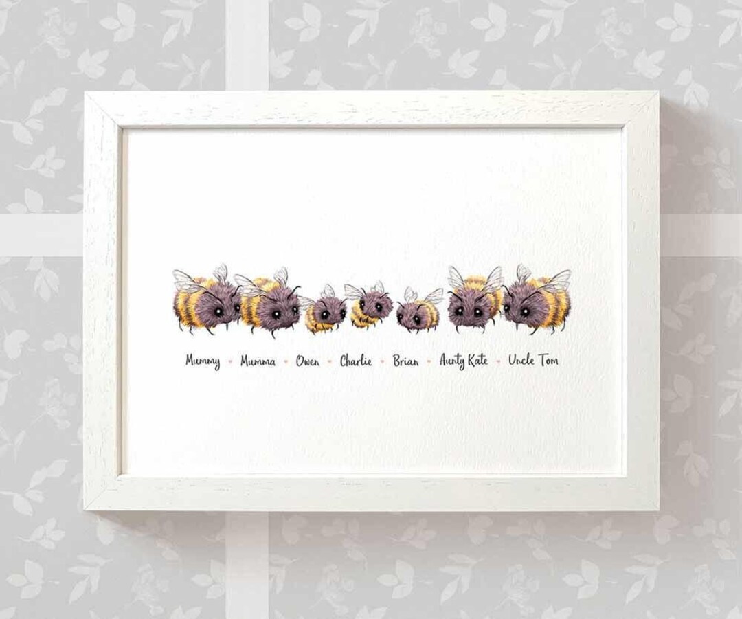 Family Portrait Bumblebee Print Fathers Day Gift, 50th Anniversary ...