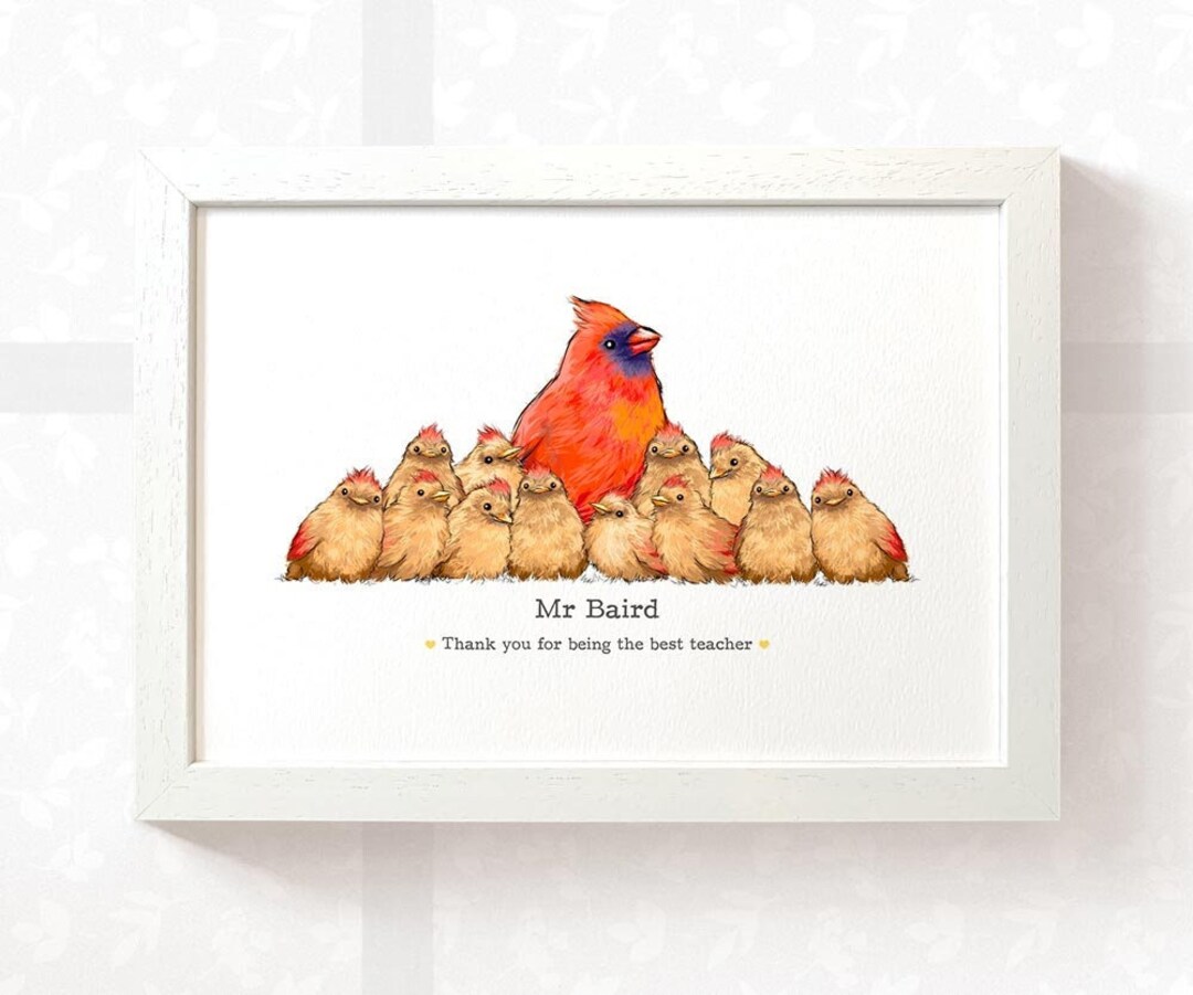 Personalized Cardinal Teacher Print: Thank You Gift, Bird Classroom ...