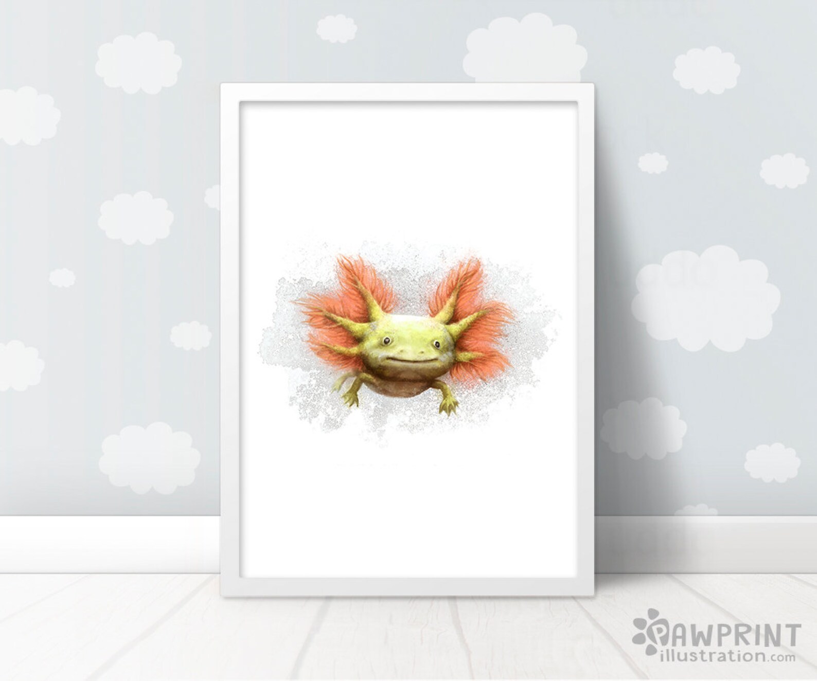 Cute axolotl nursery print axolotl poster axolotl painting | Etsy