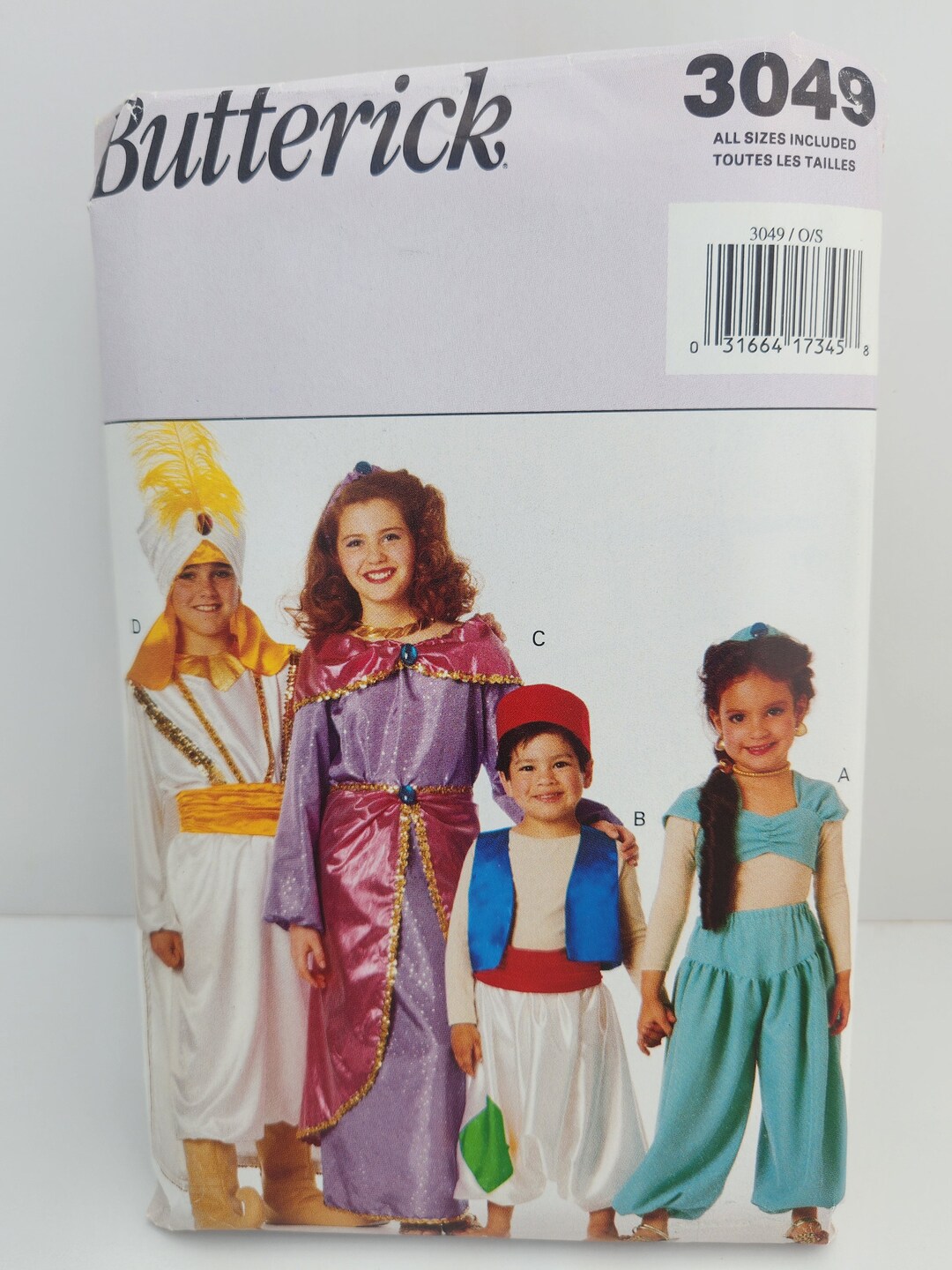 Butterick 3049 Children Arabic Saladin Jasmine Costume Sizes S Through ...