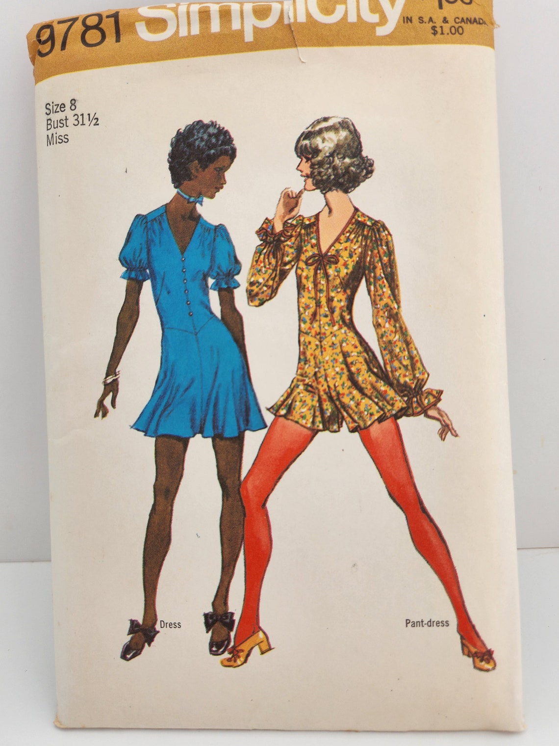 Vintage Simplicity 9781 Mini Dress Jumpsuit Sewing Pattern Size 18 Bust ...