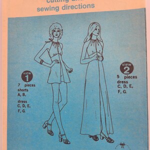 Vintage Simplicity 5372 Halter Dress and Shorts Sewing Pattern 1970s ...