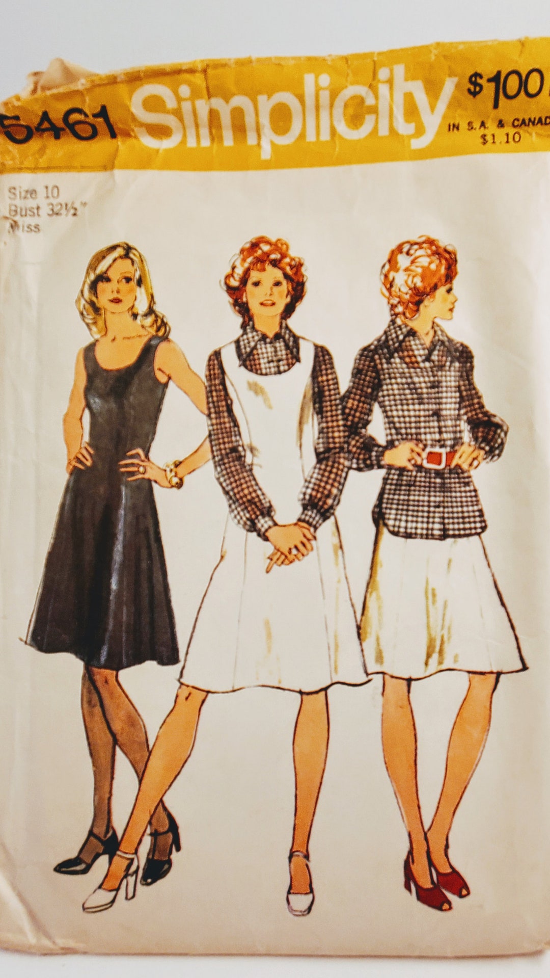 Vintage Simplicity 5461 Dress Top Jumper Blouse Sewing Pattern Size 10 ...