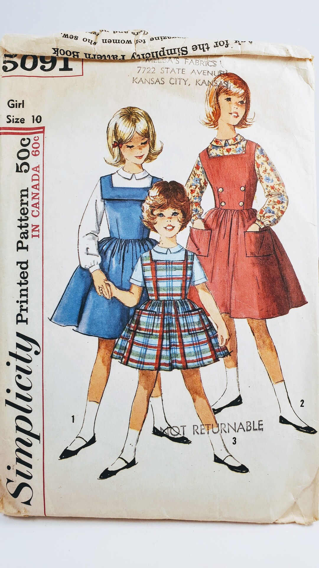 Vintage Simplicity 5091 Child's Dress Jumper or Blouse Sewing Pattern ...