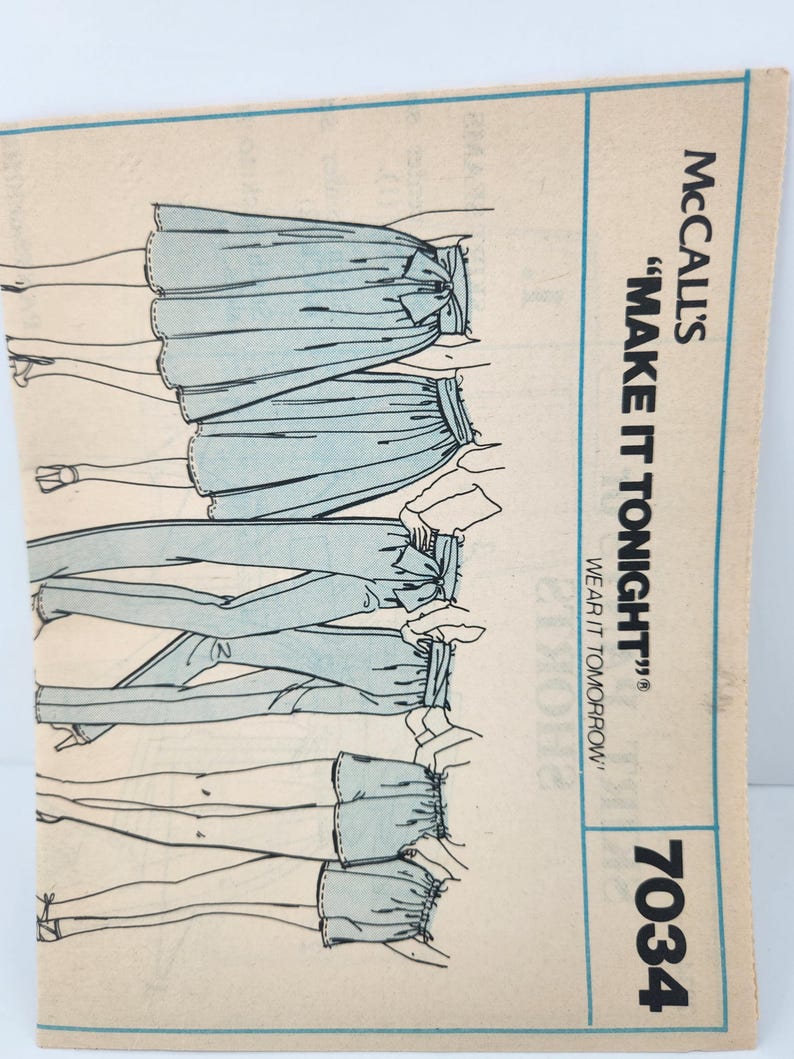 Vintage Mccall's 7034 Sewing Pattern: Skirt, Pants, Shorts - Size 16 - Etsy