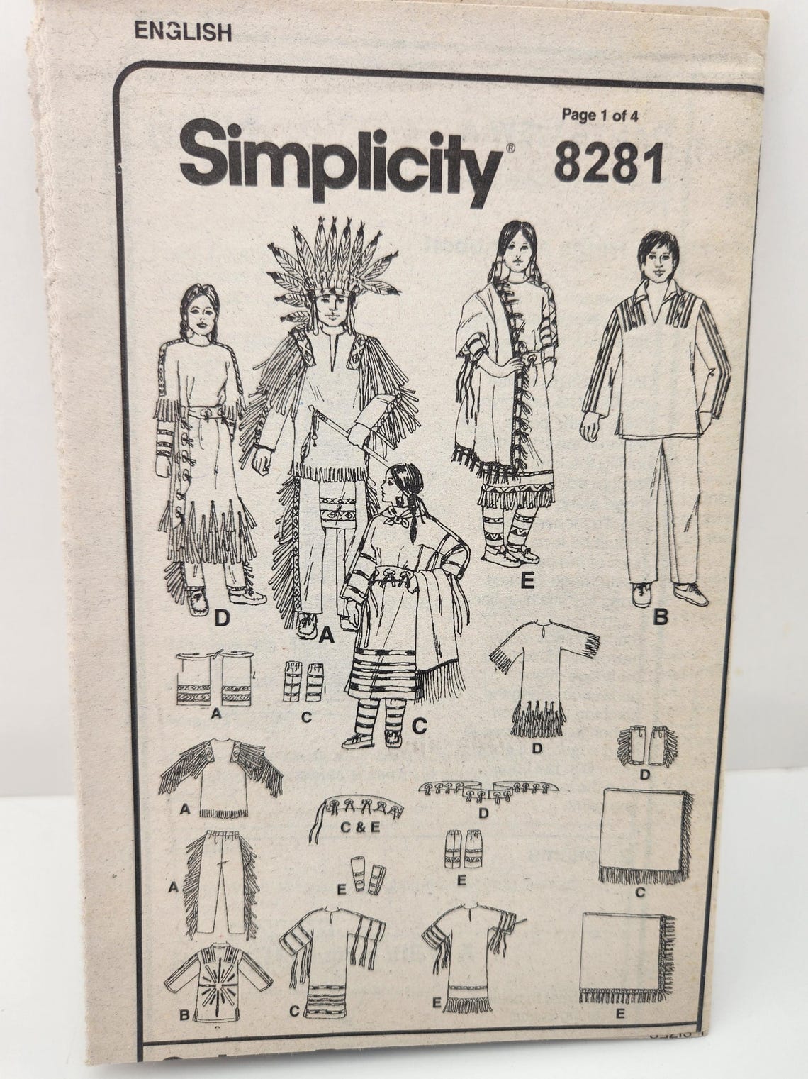 Vintage Simplicity 8281 All Sizes for Adults Native American Indigenous People's Outfit Costume ...