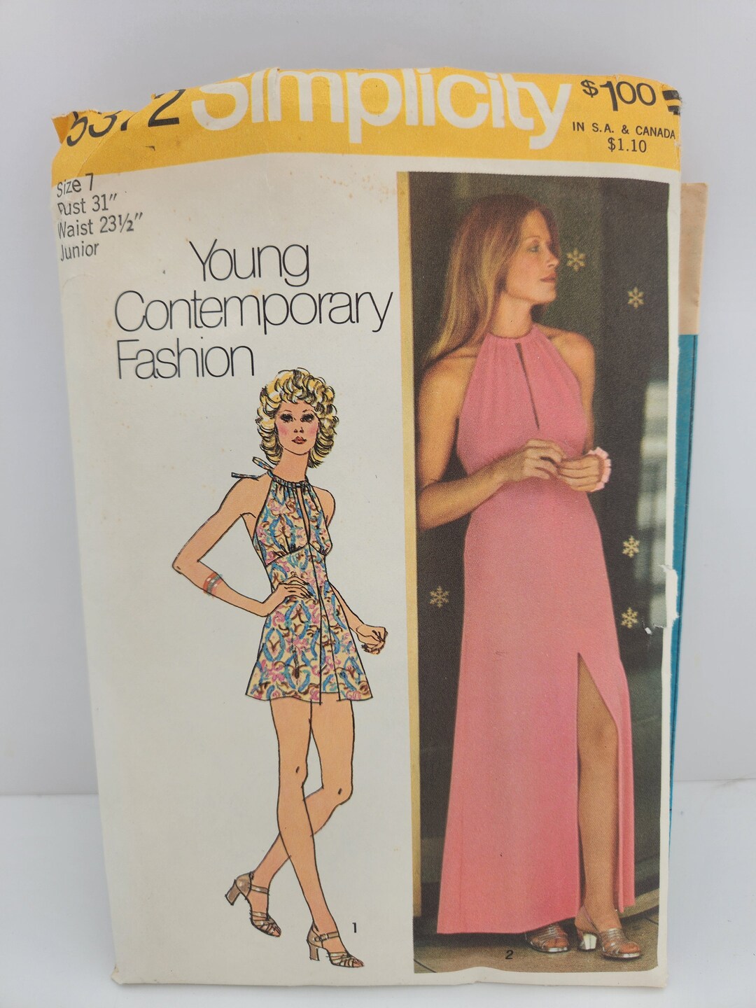 Vintage Simplicity 5372 Halter Dress and Shorts Sewing Pattern 1970s ...