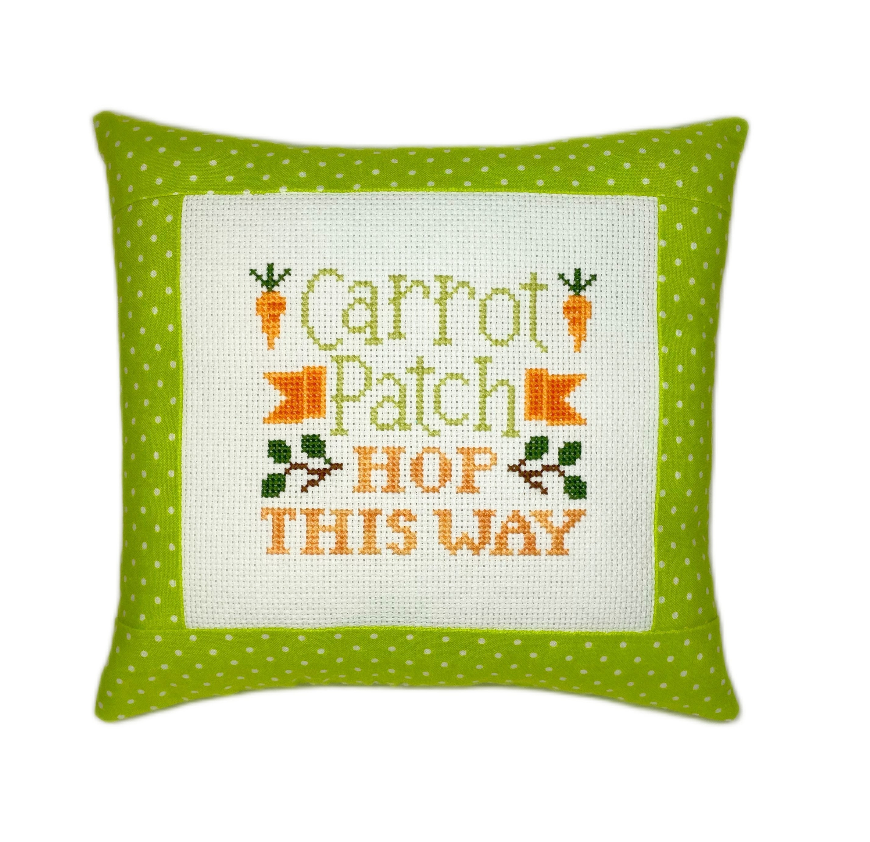 Carrot Patch Handmade Cross Stitch Mini Pillow, Finished Completed ...