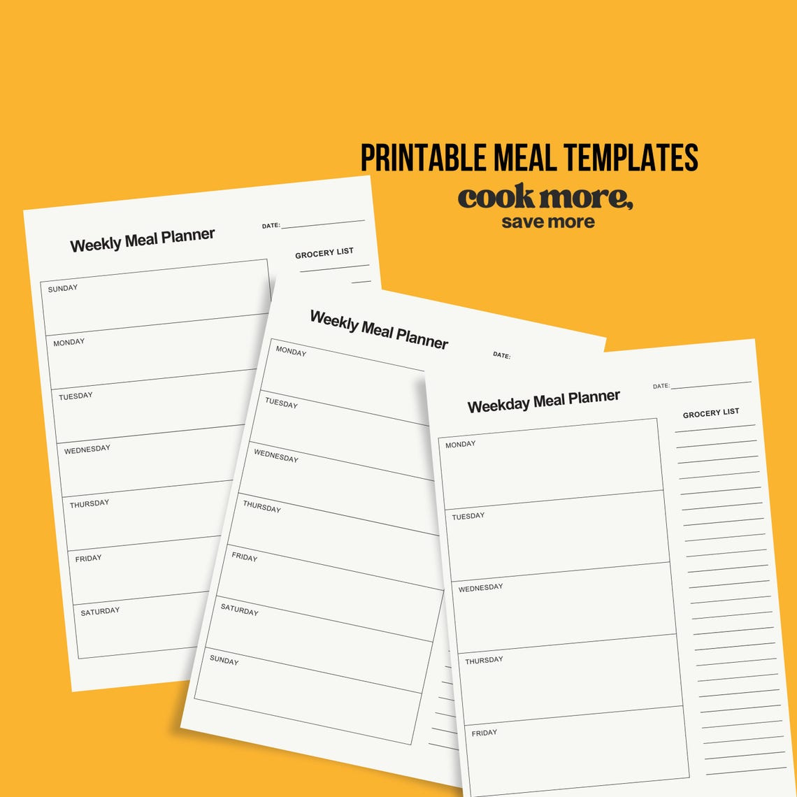 Printable Meal Plan Templates - Etsy Canada