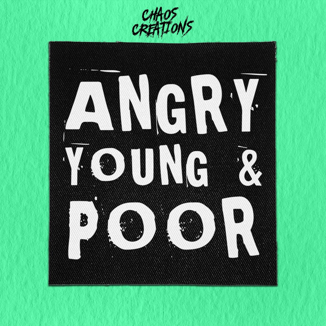 Sew on Punk Patch - Angry Young and Poor - Etsy