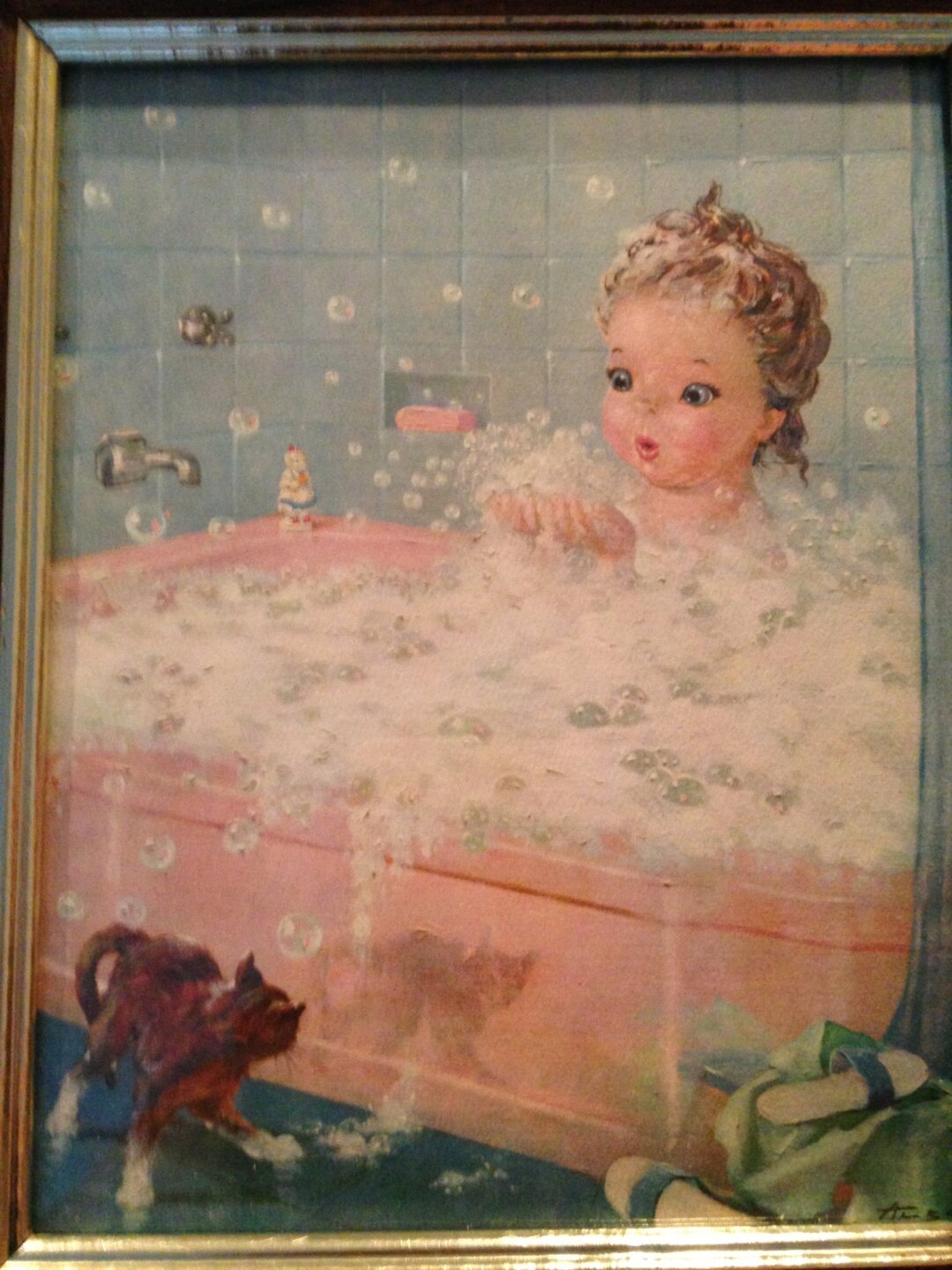 Rare Vintage August Albo Lithograph Print 1 of 4 in Series bath Time - Etsy