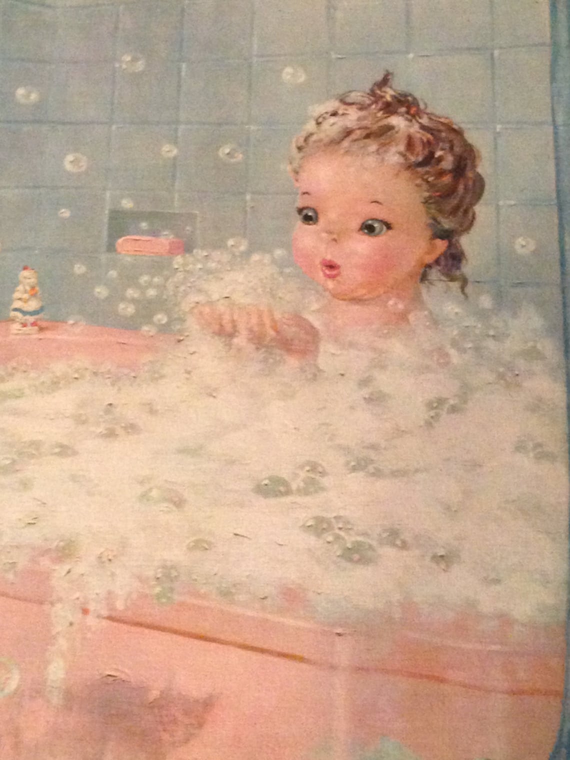 Rare Vintage August Albo Lithograph Print 1 of 4 in Series bath Time - Etsy