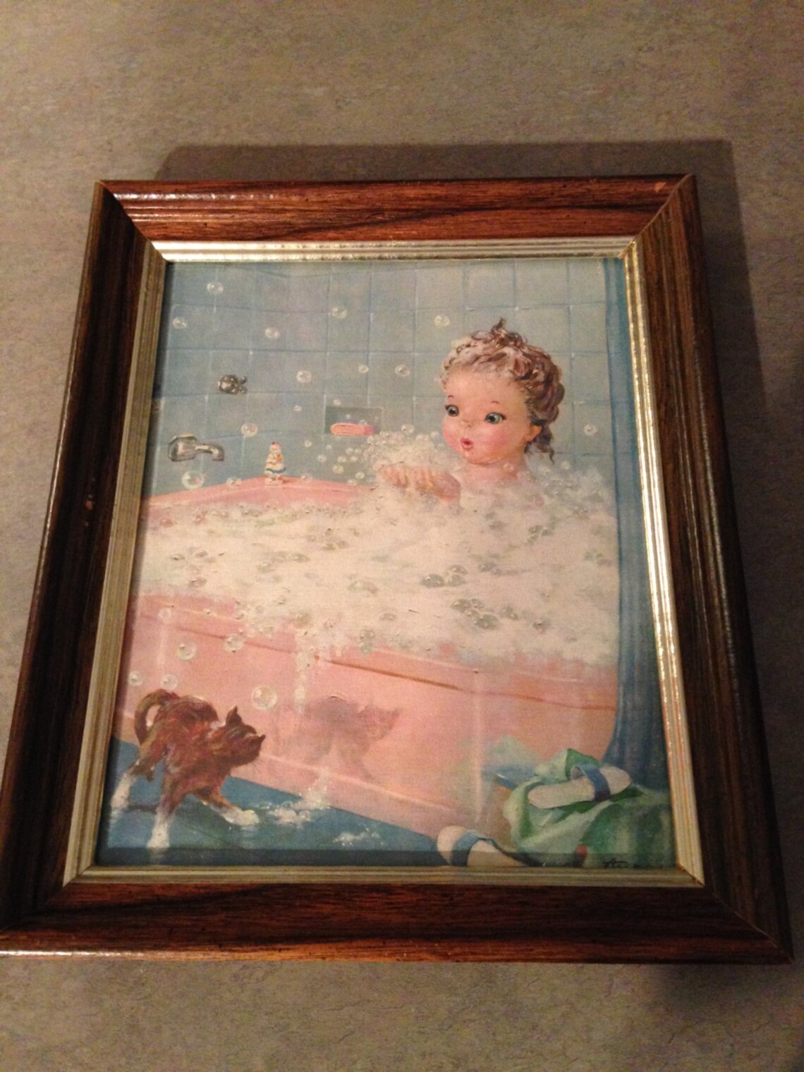 Rare Vintage August Albo Lithograph Print 1 of 4 in Series bath Time - Etsy