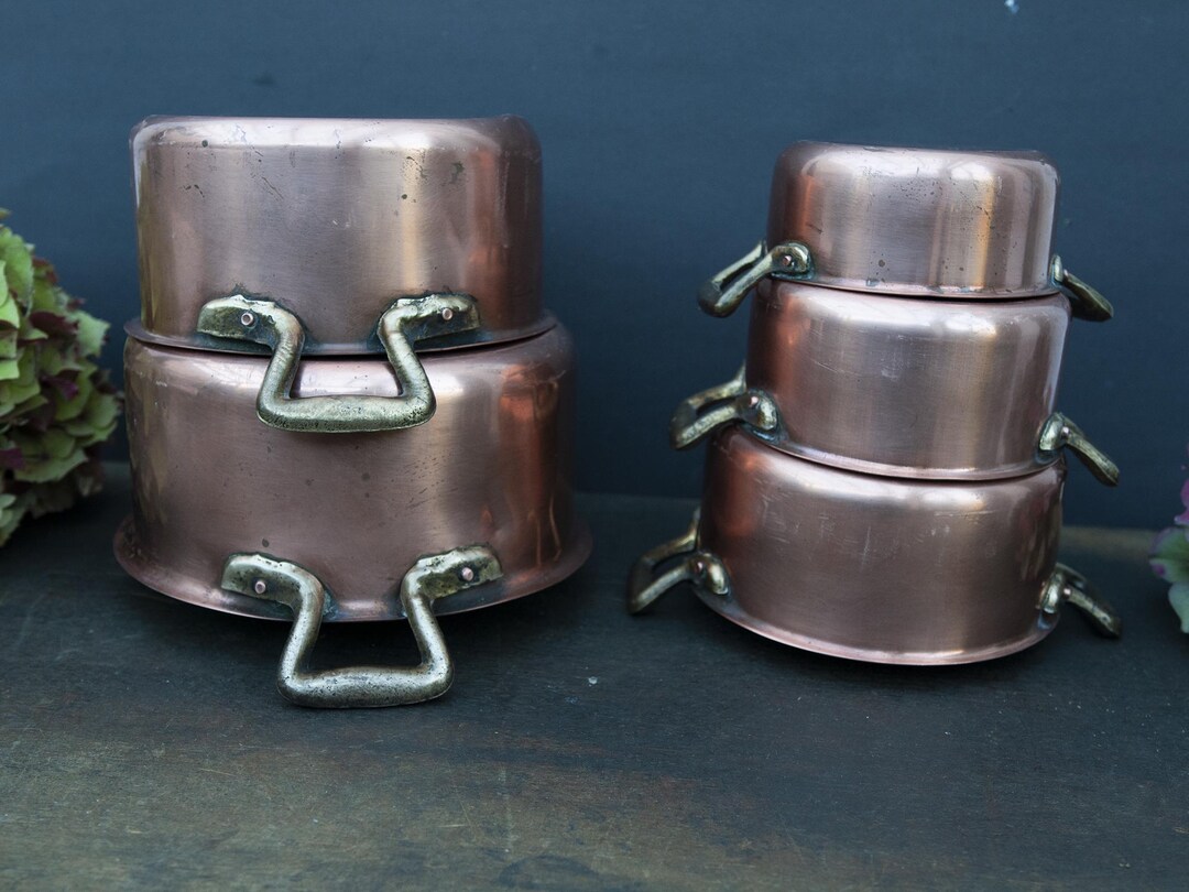 Vintage Cooking Pots With Handles, French Antique Copper Pots and Pans ...