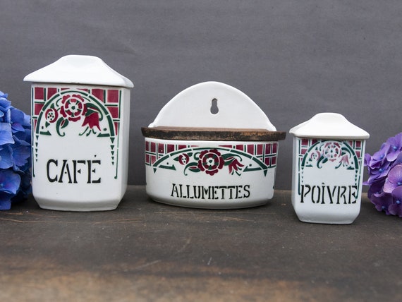Ceramic Matches Canister With Lid Vintage Art Deco Canister - Etsy