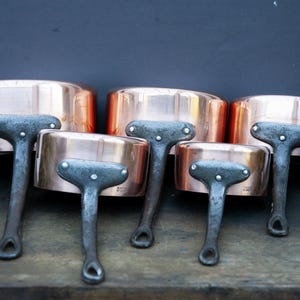 French Antique Copper Pots and Pans Set, Vintage Copper Cookware, Set ...