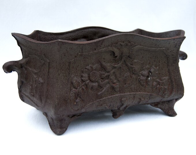 French Antique Cast Iron Planter Box, Vintage Small Rectangular Window ...