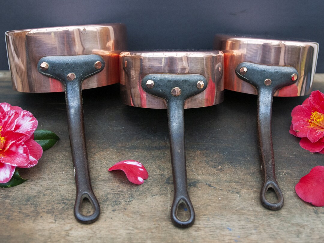 French Antique Copper Pots And Pans Set Vintage Copper Etsy