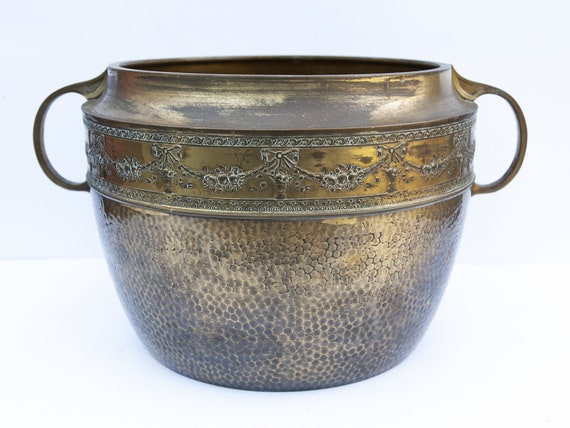 Antique French Gold Metal Planter Pot Large Round Brass | Etsy