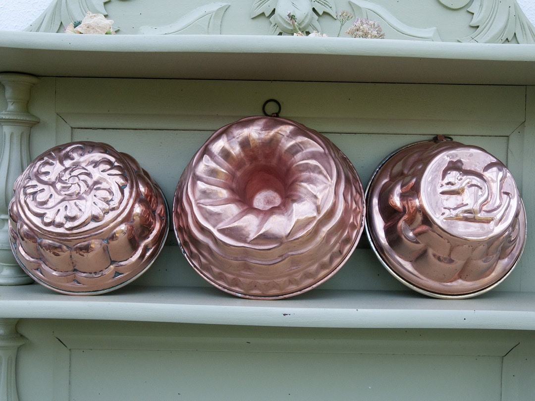 Set of 3 Vintage French Copper Baking Pans, Copper Cookware, Antique ...