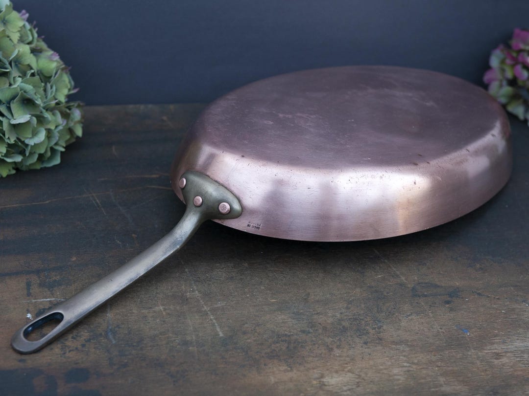 French Vintage Copper Frying Pan, Country Kitchen Fish Pan Cookware ...