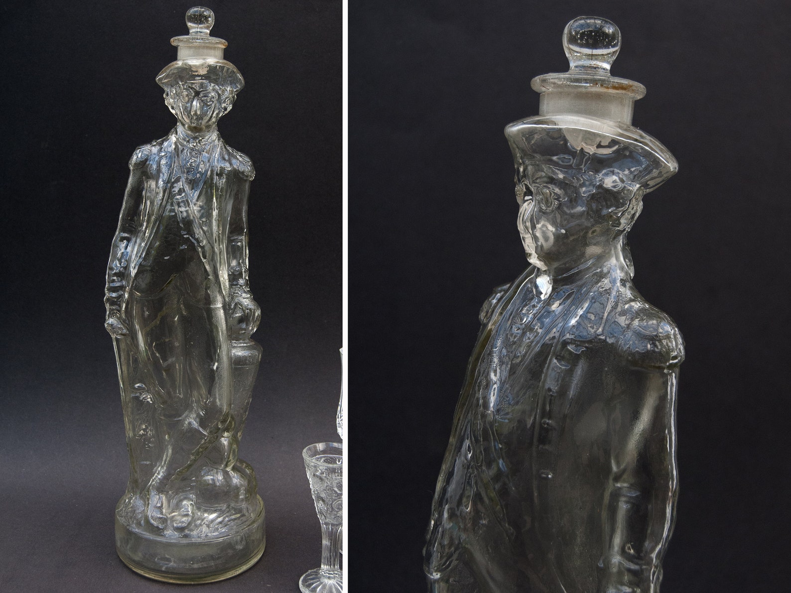 Antique French Glass Alcohol Bottle Man Shaped Decanter for - Etsy