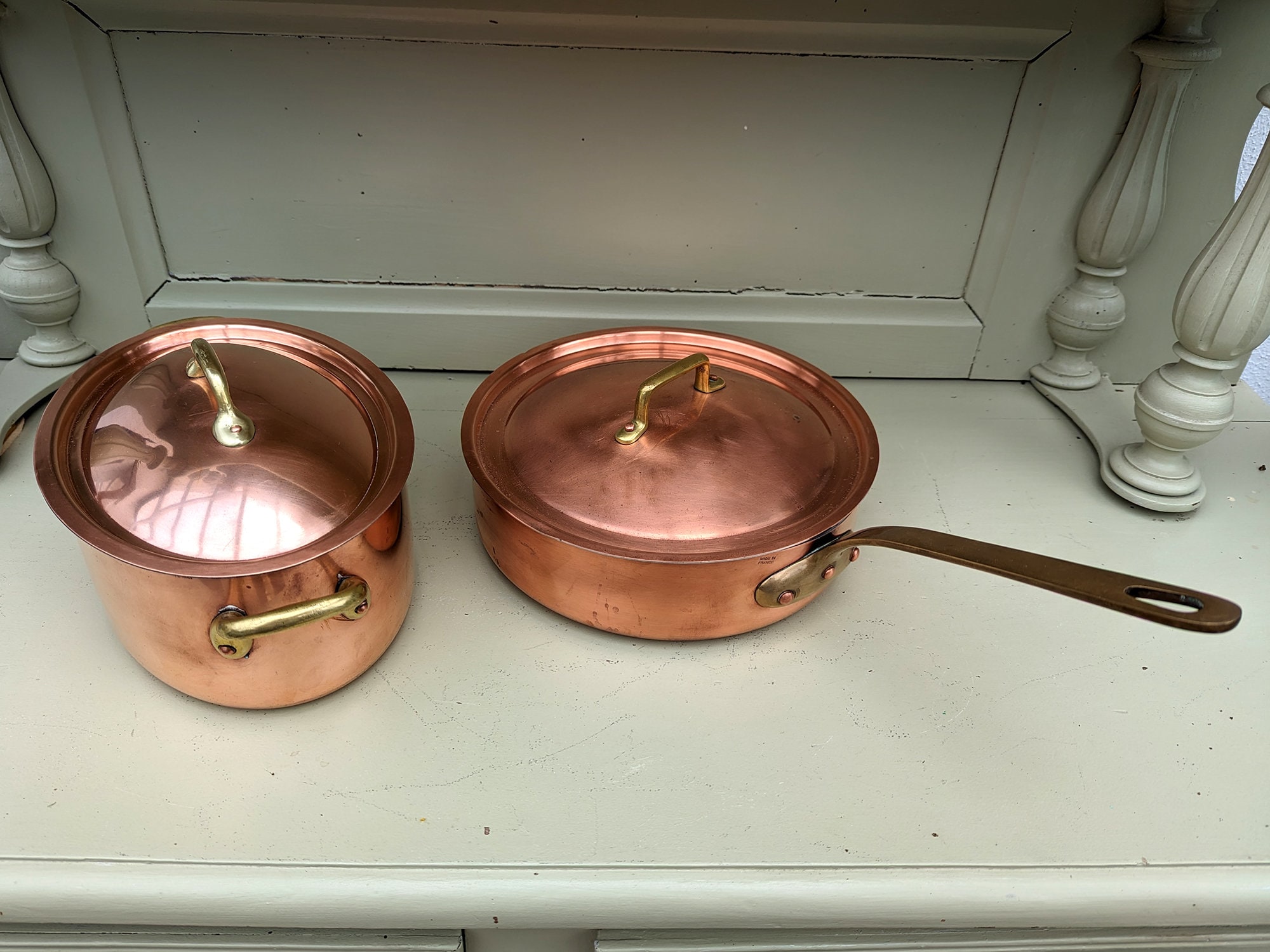 Vintage French Tin Lined Copper Pans, Copper Cookware With Lids ...